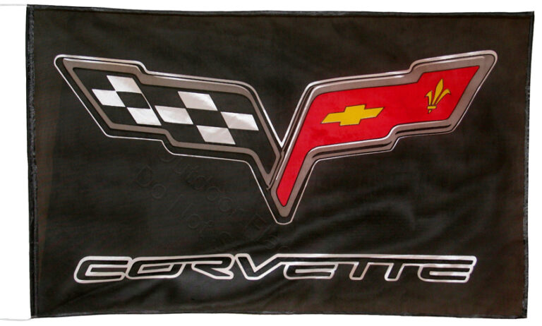 Chevrolet Corvette C6 Landscape Black Flag / Banner 5 X 3 Ft (150 x 90 ...