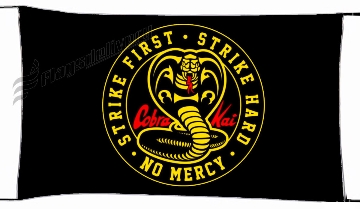 Cobra Kai 1 Black Landscape Flag / Banner 5 X 3 Ft (150 X 90 Cm ...