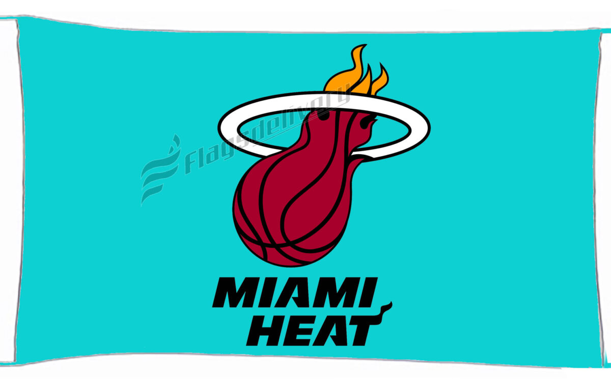 Miami Heat Light Blue Landscape Flag / Banner 5 X 3 Ft (150 X 90 Cm ...
