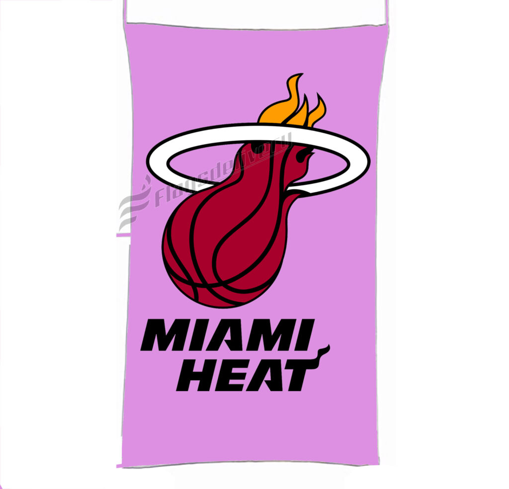Miami Heat Light Pink Vertical Flag / Banner 5 X 3 Ft (150 X 90 Cm ...