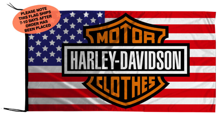 Harley Davidson Motor Clothes & USA Flag Landscape Flag / Banner 5 X 3 ...