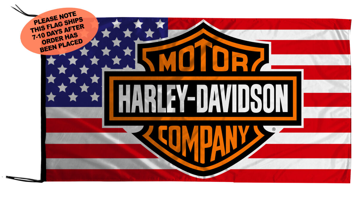 Harley Davidson Motor Cycles & USA Flag Landscape Flag / Banner 5 X 3 ...