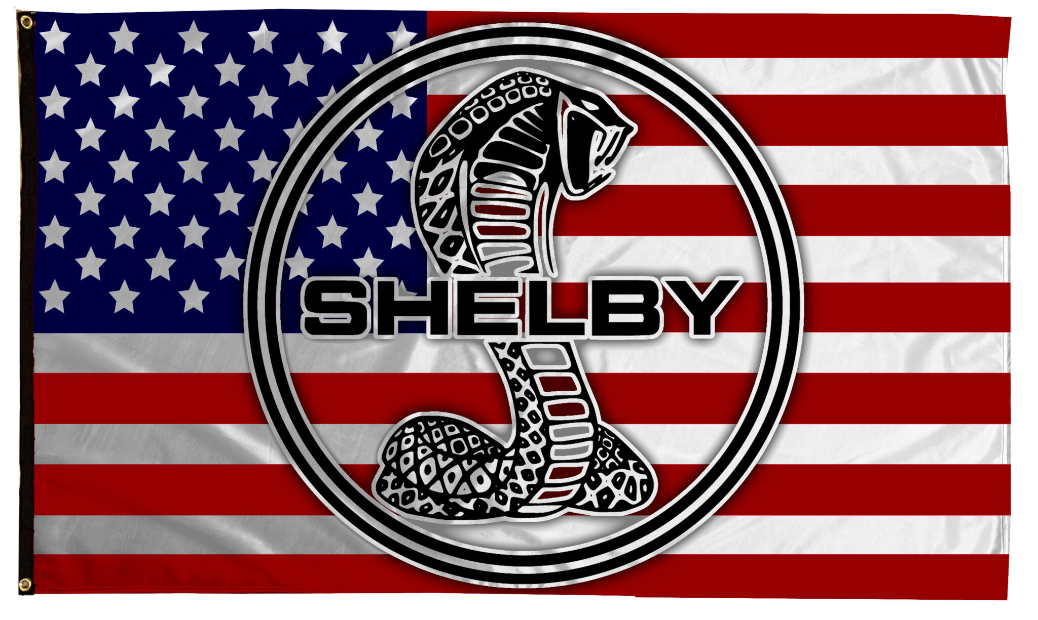 Ford MUSTANG GT SHELBY & USA Eyelets Landscape Flag / Banner 5 X 3 Ft ...